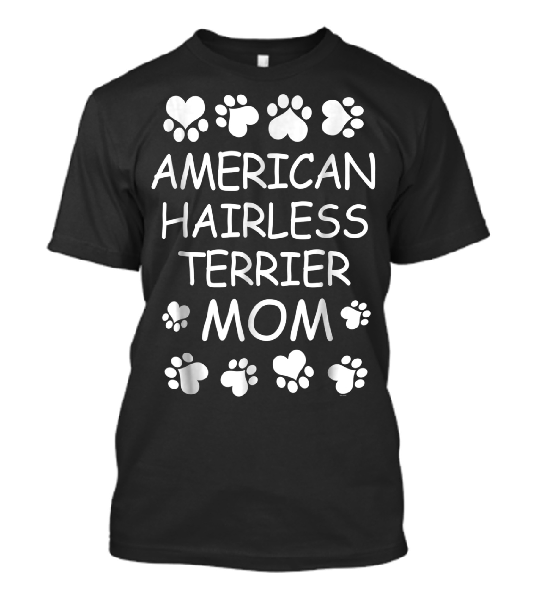 American Hairless Terrier Mom Paw Print Lovers For Christmas T-Shirt