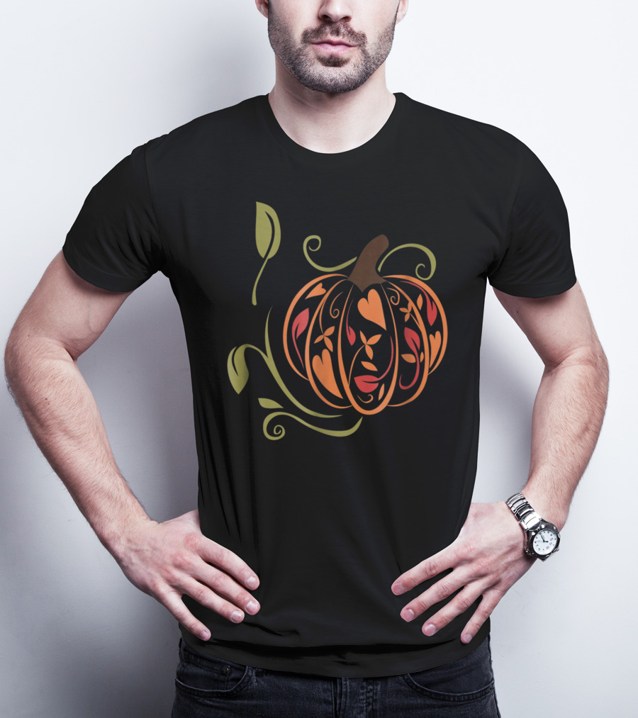 Autumn Pumpkin Fancy Elegant Teacher Mom Wife65 Fall T-Shirt