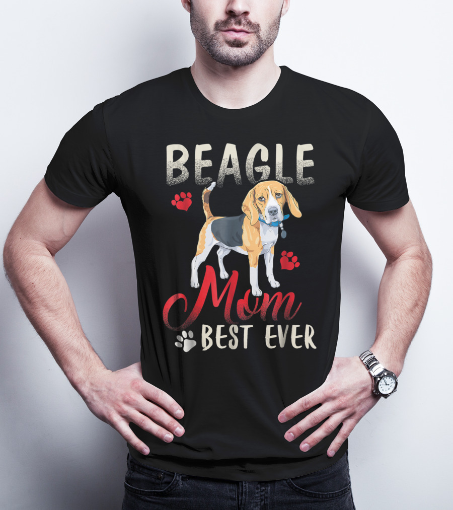 Beagle Mom Best Ever Beagle Dog With Paw Prints T-Shirt