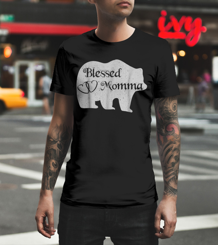 Blessed Momma Bear Heart T-Shirt