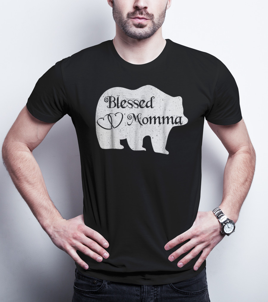 Blessed Momma Bear Heart T-Shirt