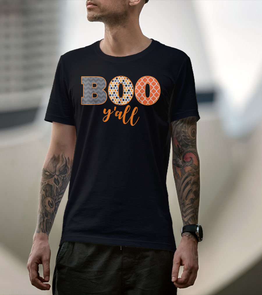 BOO Y'all Halloween Perfect Dad Teach51 Chevron Polka Dots T-Shirt