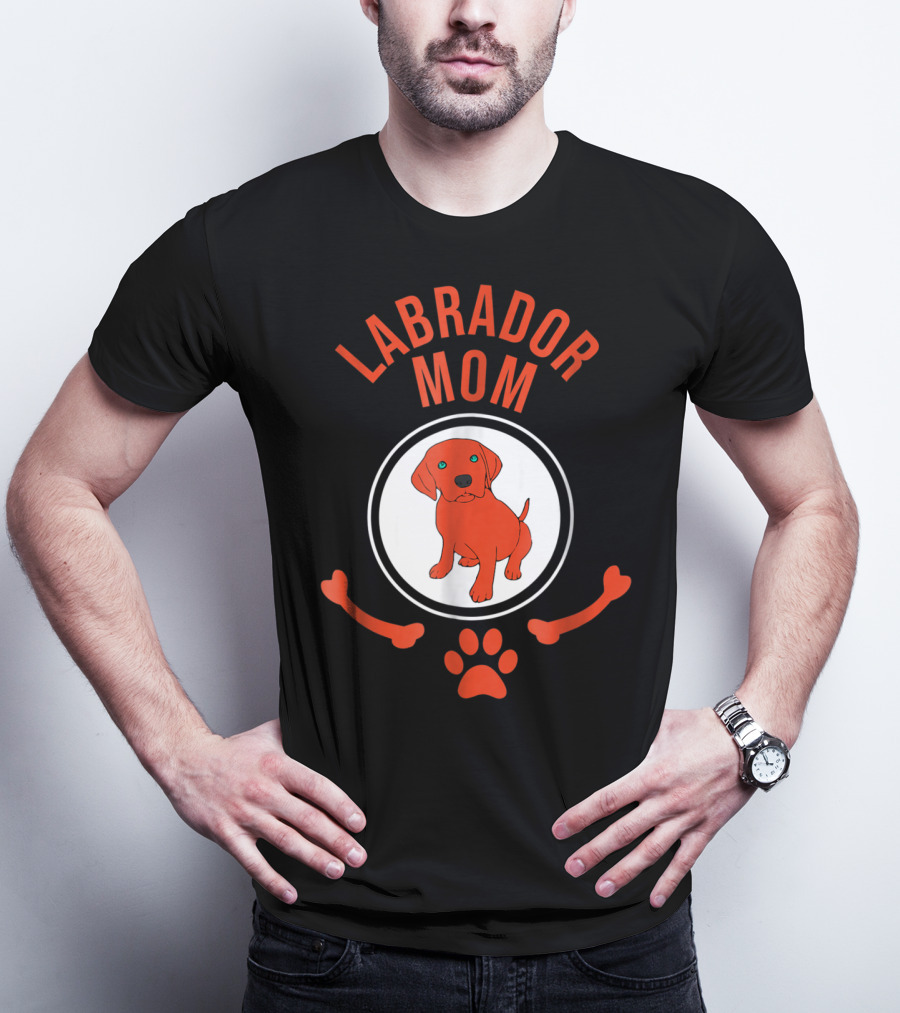Labrador Mom Puppy Lover Cute Paw Bone T-Shirt