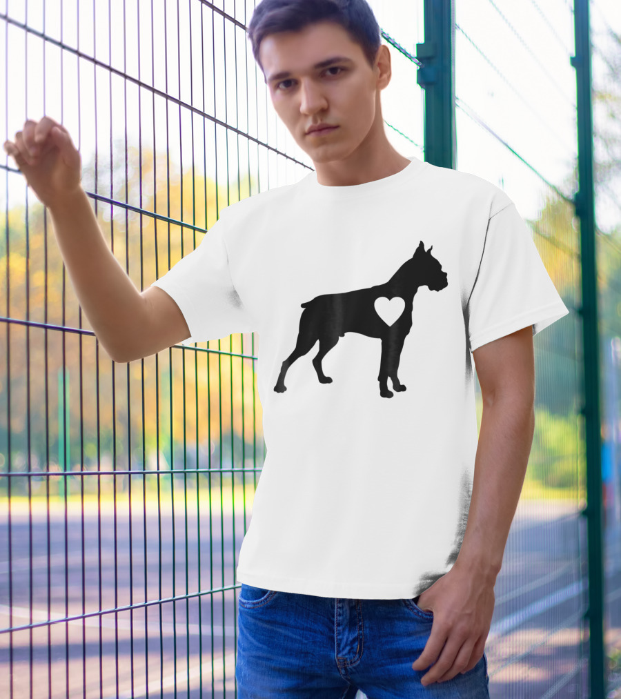Boxer Dog Heart Silhouette Design For Loving Dog Moms T-Shirt