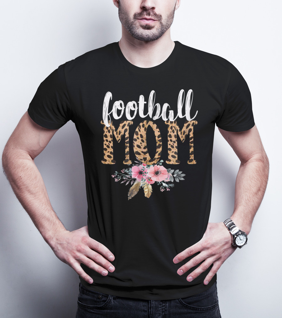 Football Mom Boho Leopard Floral T-Shirt
