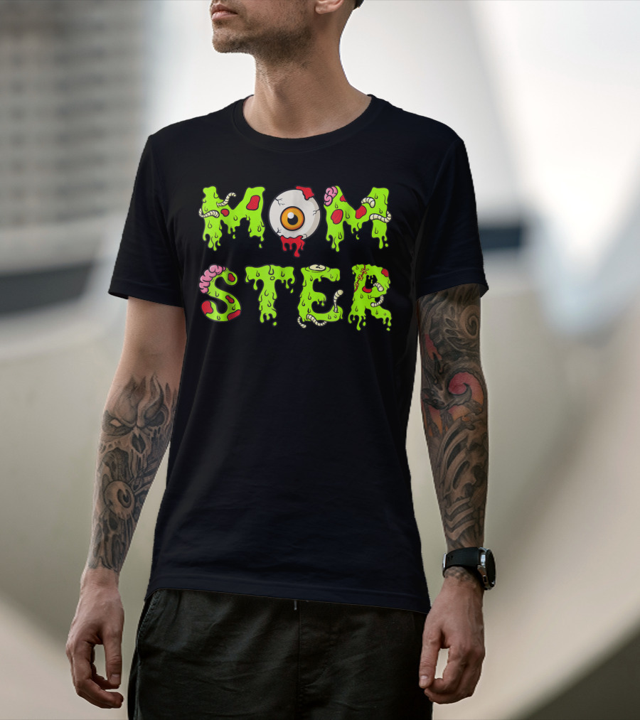 Momster49 Funny Halloween Monster Eye Slime Text T-Shirt