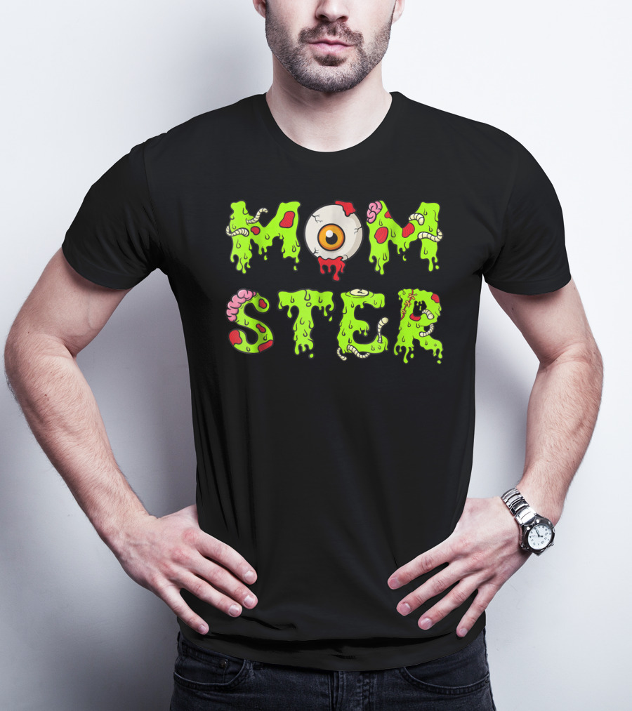 Momster49 Funny Halloween Monster Eye Slime Text T-Shirt