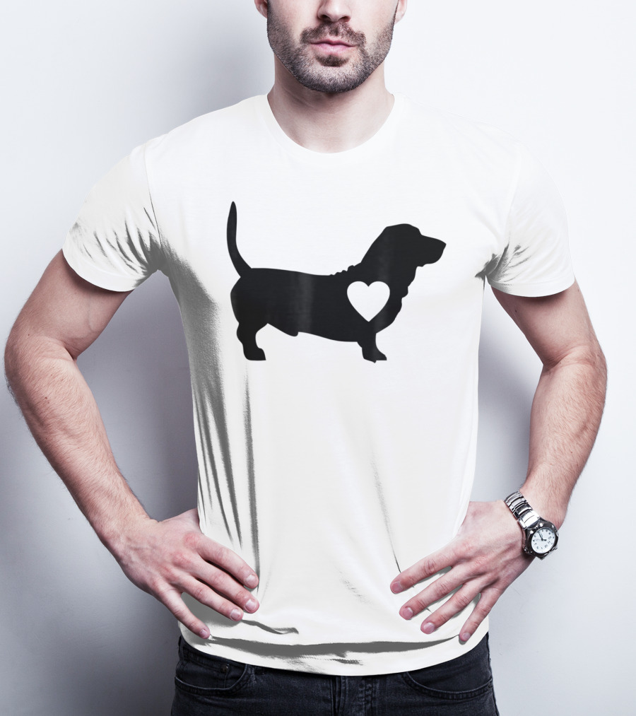 Basset Love Heart Silhouette Dog Idea Dog T-Shirt