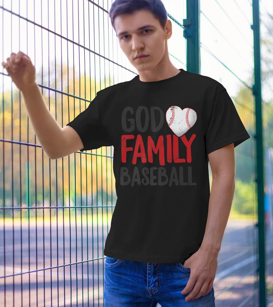 God Family Baseball Mom Mother Dad Father Coach27 Heart Baseball T-Shirt