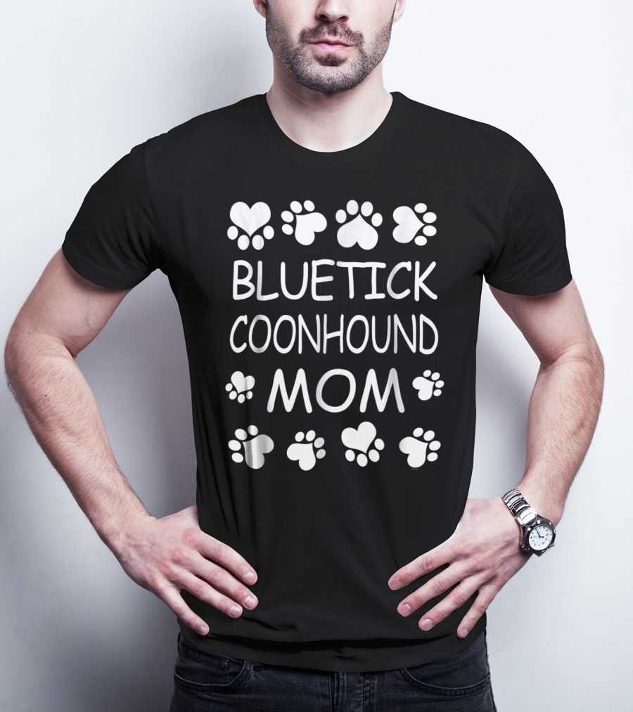 Bluetick Coonhound Mom Paw Print Lover T-Shirt