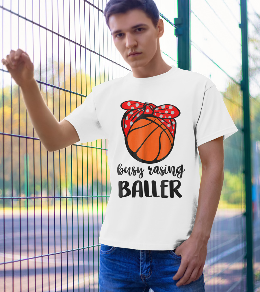 Busy Raising Baller Basketball Bandana Bow T-Shirt