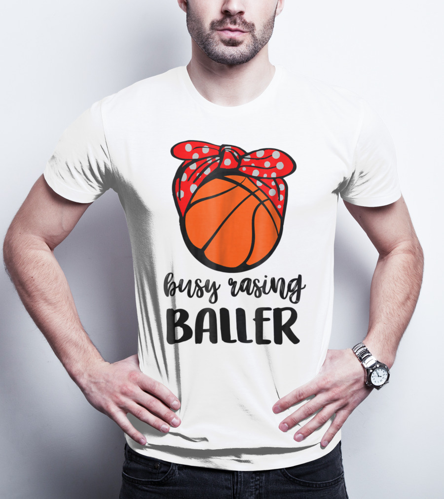 Busy Raising Baller Basketball Bandana Bow T-Shirt