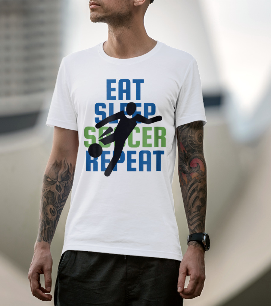 Eat Sleep Soccer Repeat Mom Girl Boy Kids Youth Soccer Player T-Shirt