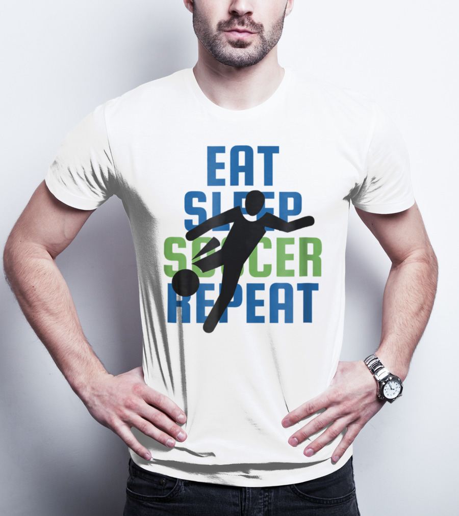 Eat Sleep Soccer Repeat Mom Girl Boy Kids Youth Soccer Player T-Shirt