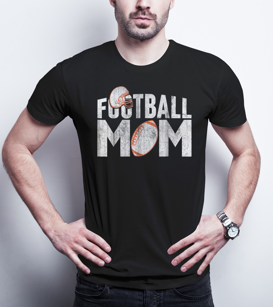 Football Mom Helmet And Ball Fan T-Shirt