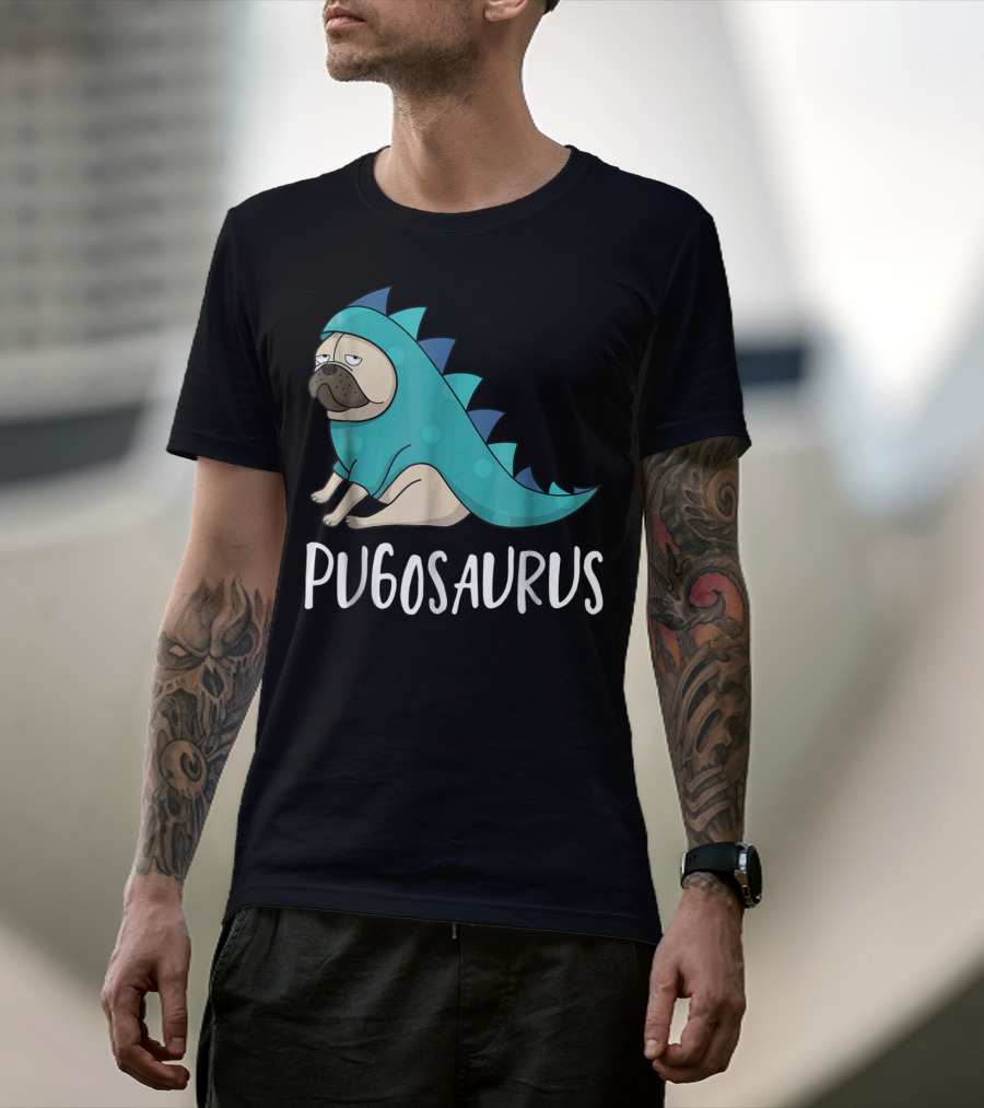Pugosaurus Funny Pug Dog Mom Dino Dinosaur Puppy Lover T-Shirt