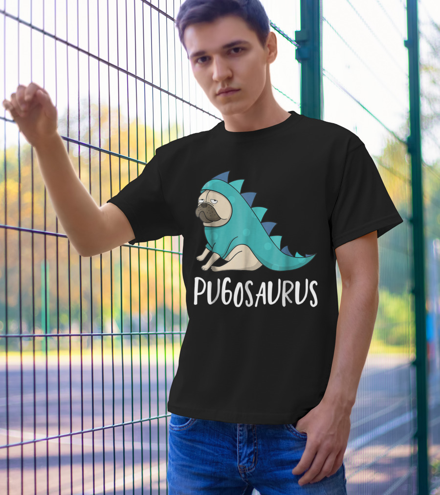 Pugosaurus Funny Pug Dog Mom Dino Dinosaur Puppy Lover T-Shirt