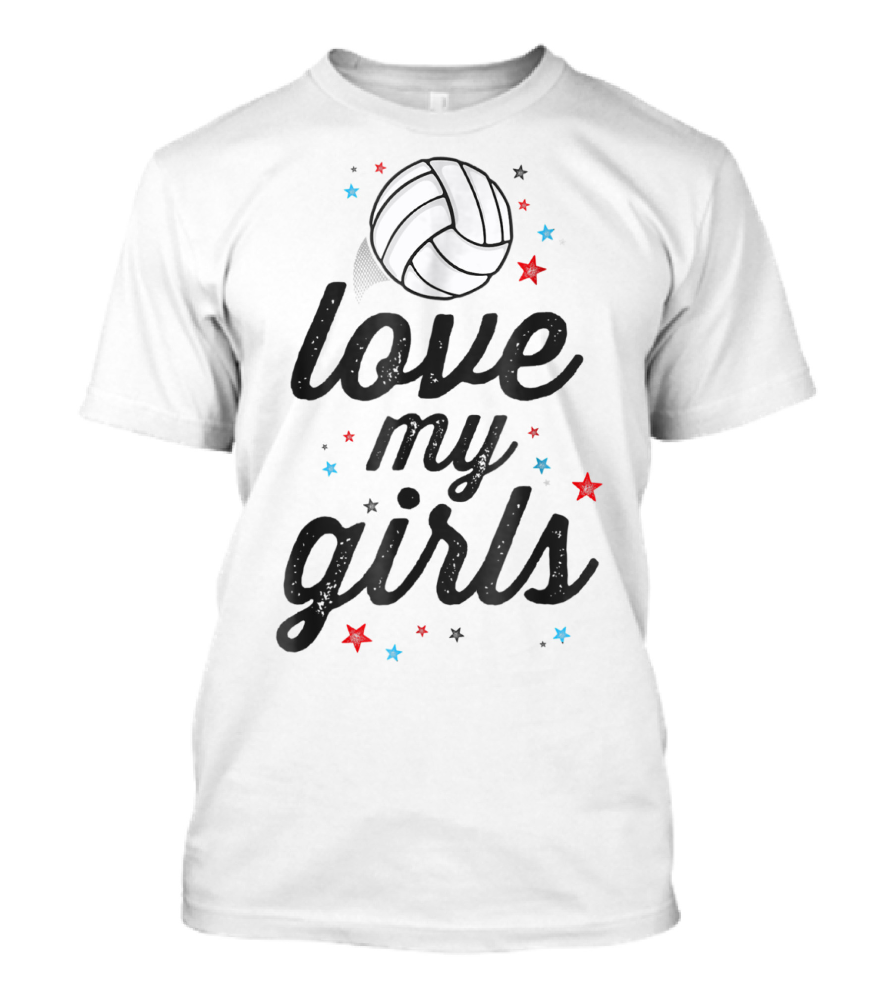 Love My Girls Volleyball Mom Of Player Mother Patriotic Stars And Ball T-Shirt