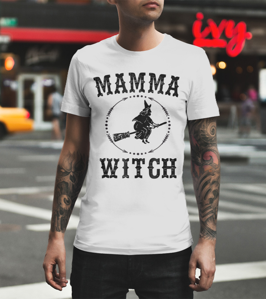 Mamma Witch Flying Broomstick T-Shirt