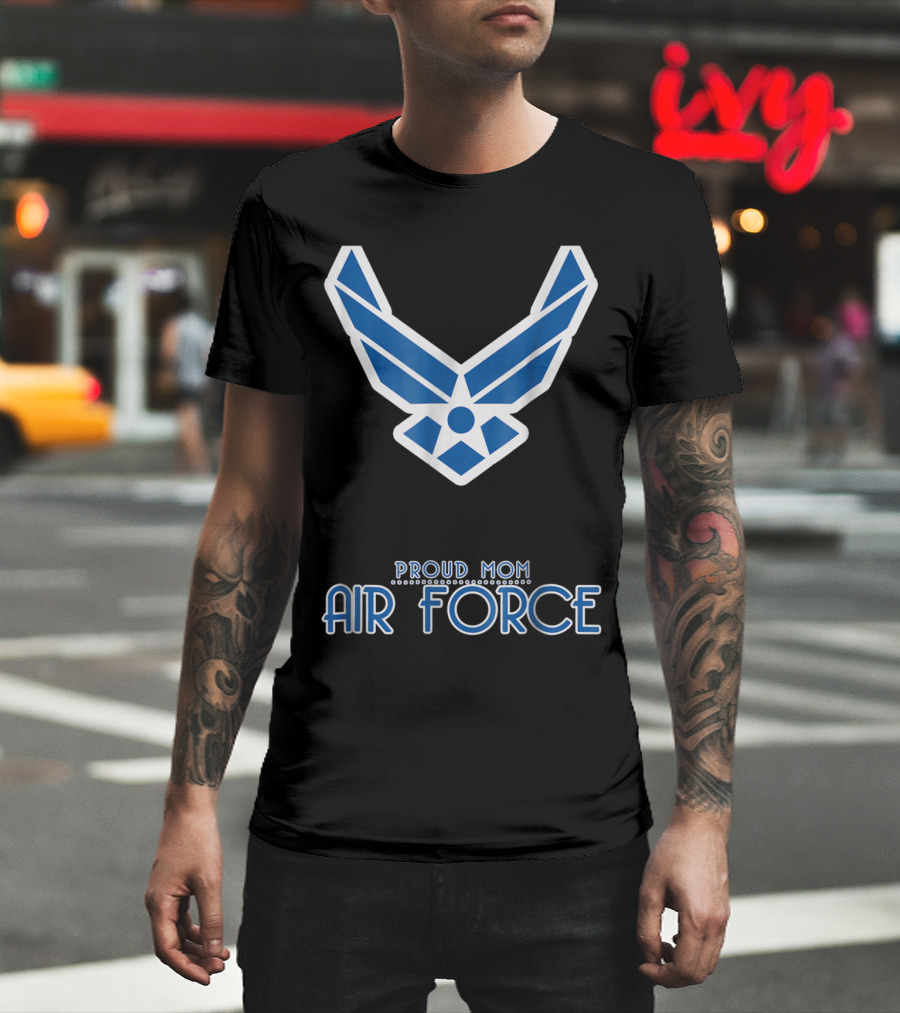 Proud Air Force Mom Blue Emblem T-Shirt