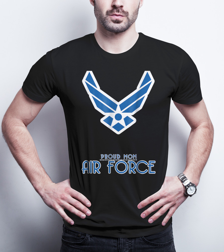 Proud Air Force Mom Blue Emblem T-Shirt