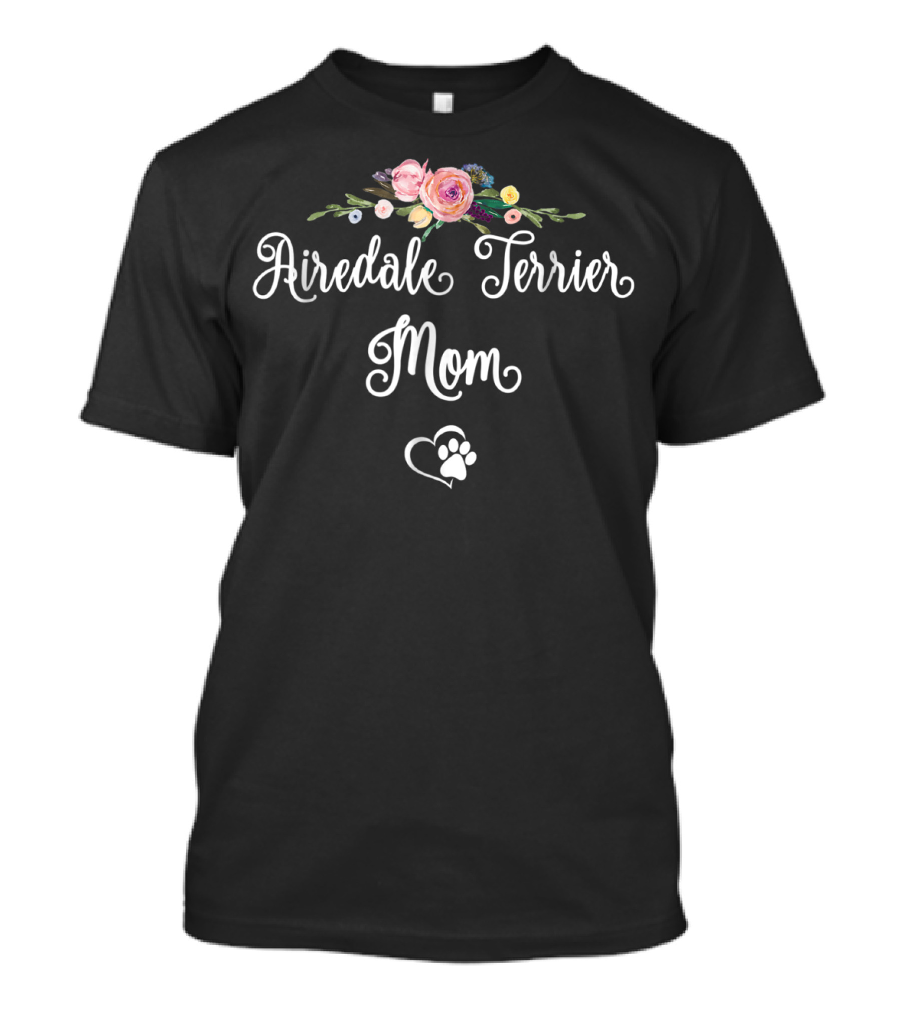 Airedale Terrier Mom Floral Paw Heart T-Shirt