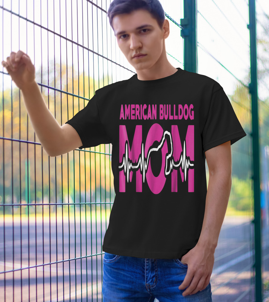 American Bulldog Mom Heartbeat T-Shirt