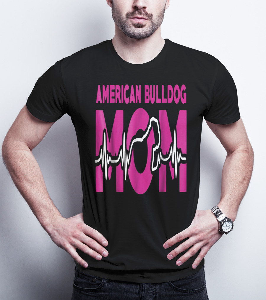 American Bulldog Mom Heartbeat T-Shirt