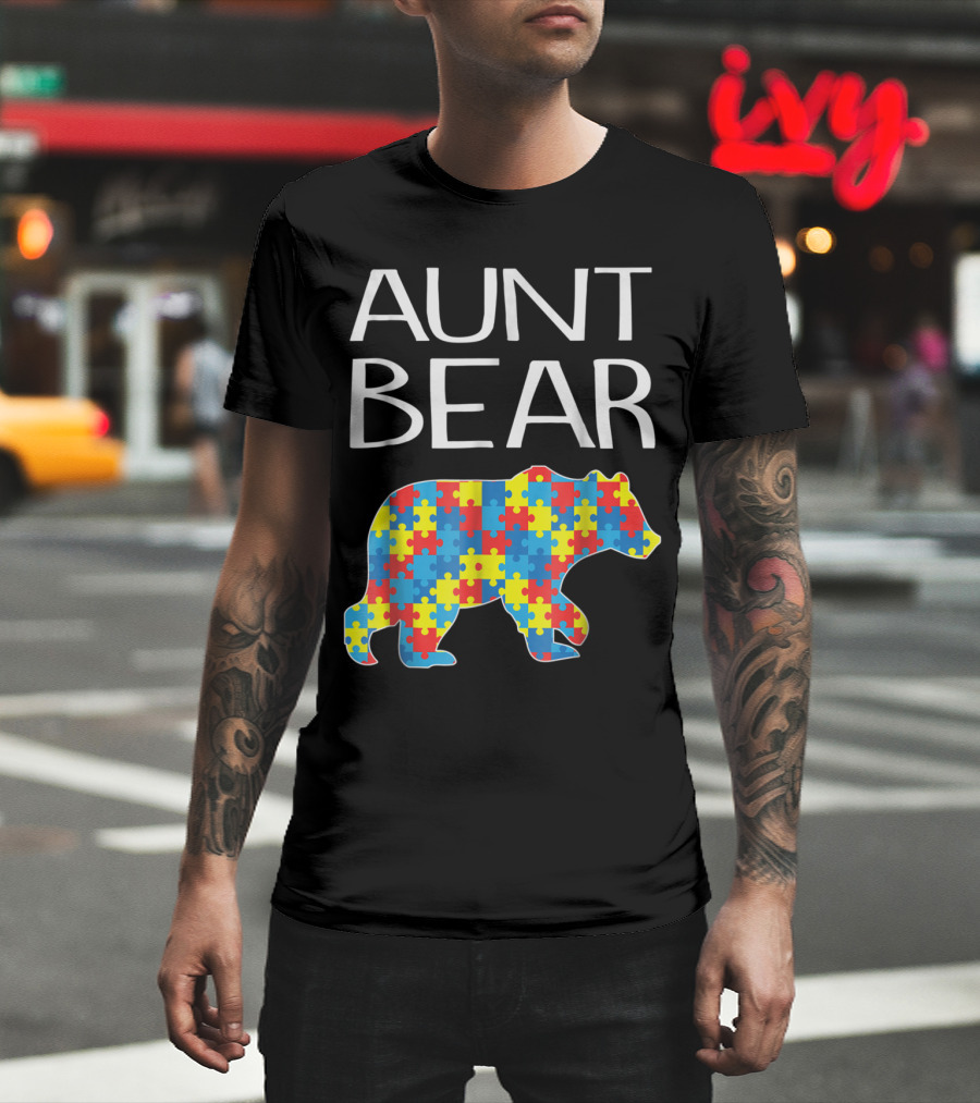 Aunt Bear Autism Puzzle T-Shirt