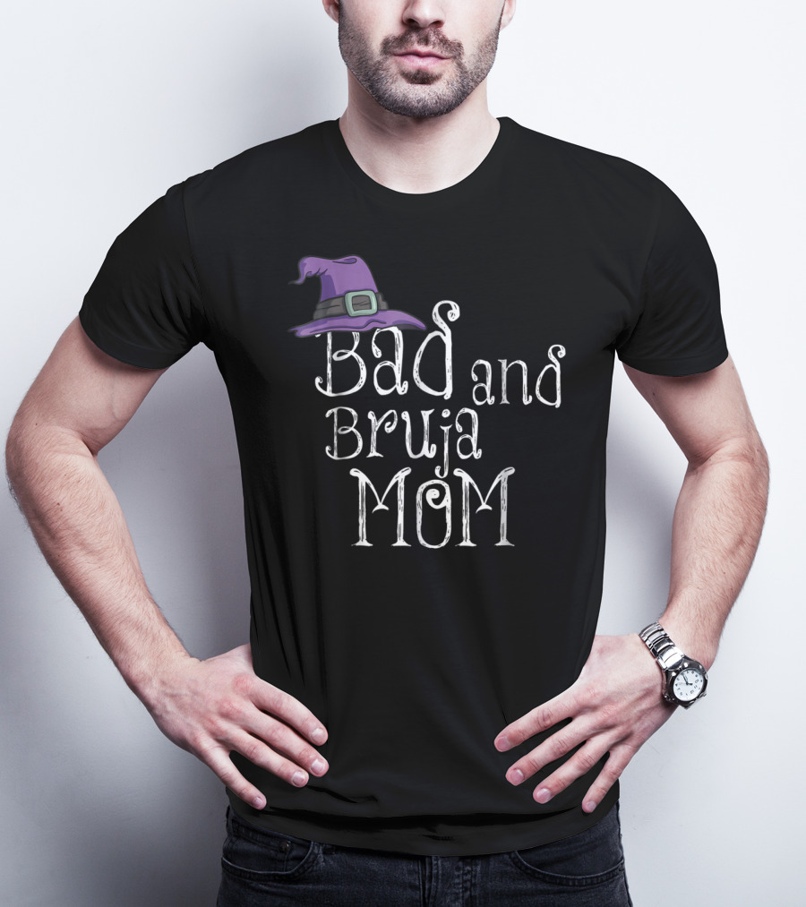 Bad And Bruja MOM Witch Wiccan Purple Hat T-Shirt