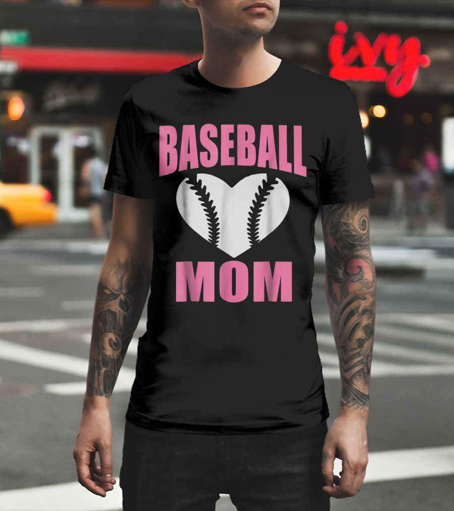 Baseball Mom Heart Baseball T-Shirt
