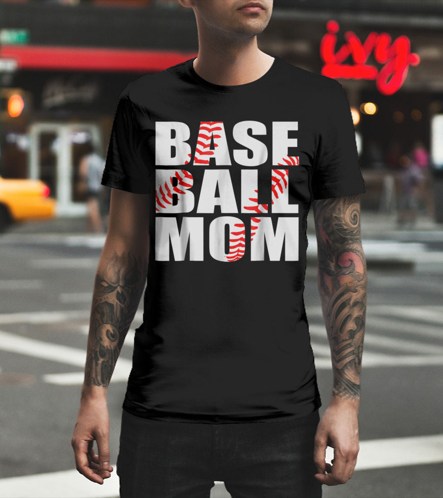 BASEBALL MOM BASEBALL STITCH T-Shirt