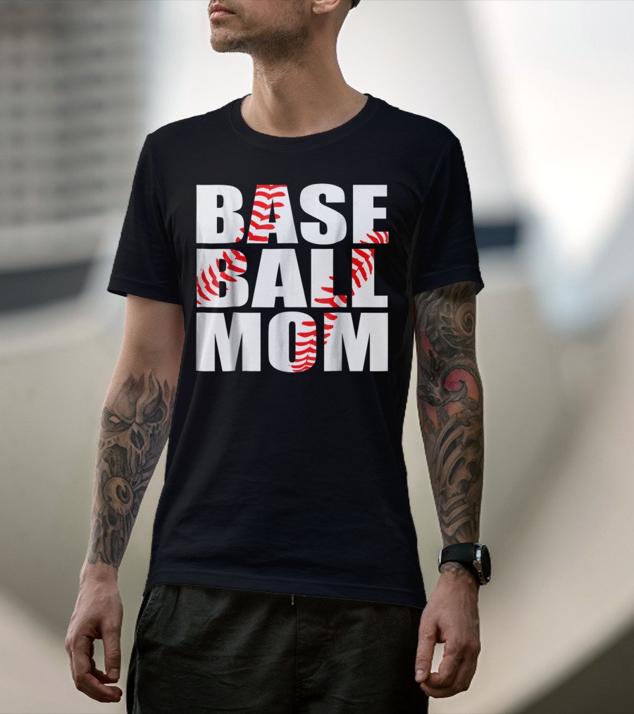 BASEBALL MOM BASEBALL STITCH T-Shirt