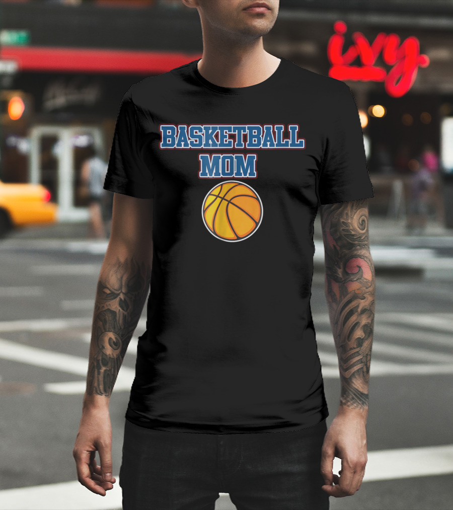 Basketball Mom Cute Cheer Vintage Mother Fan Basketball T-Shirt