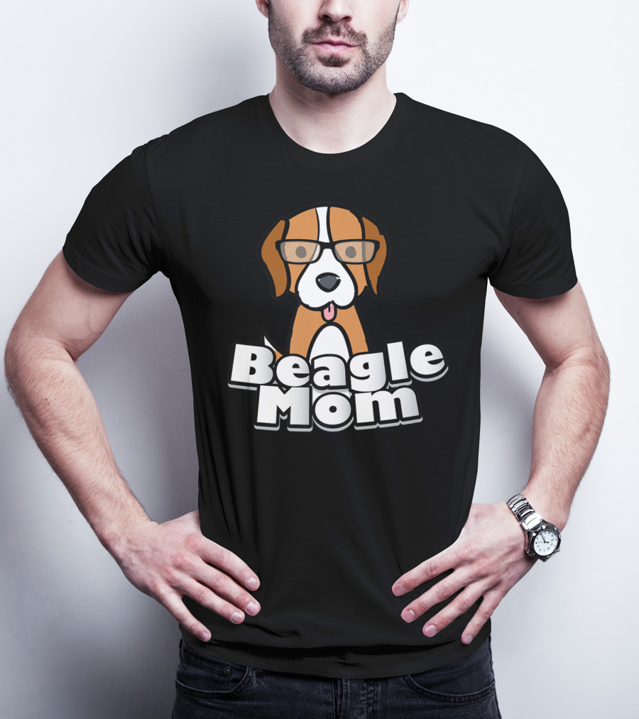Beagle Mom Cute Dog With Glasses T-Shirt
