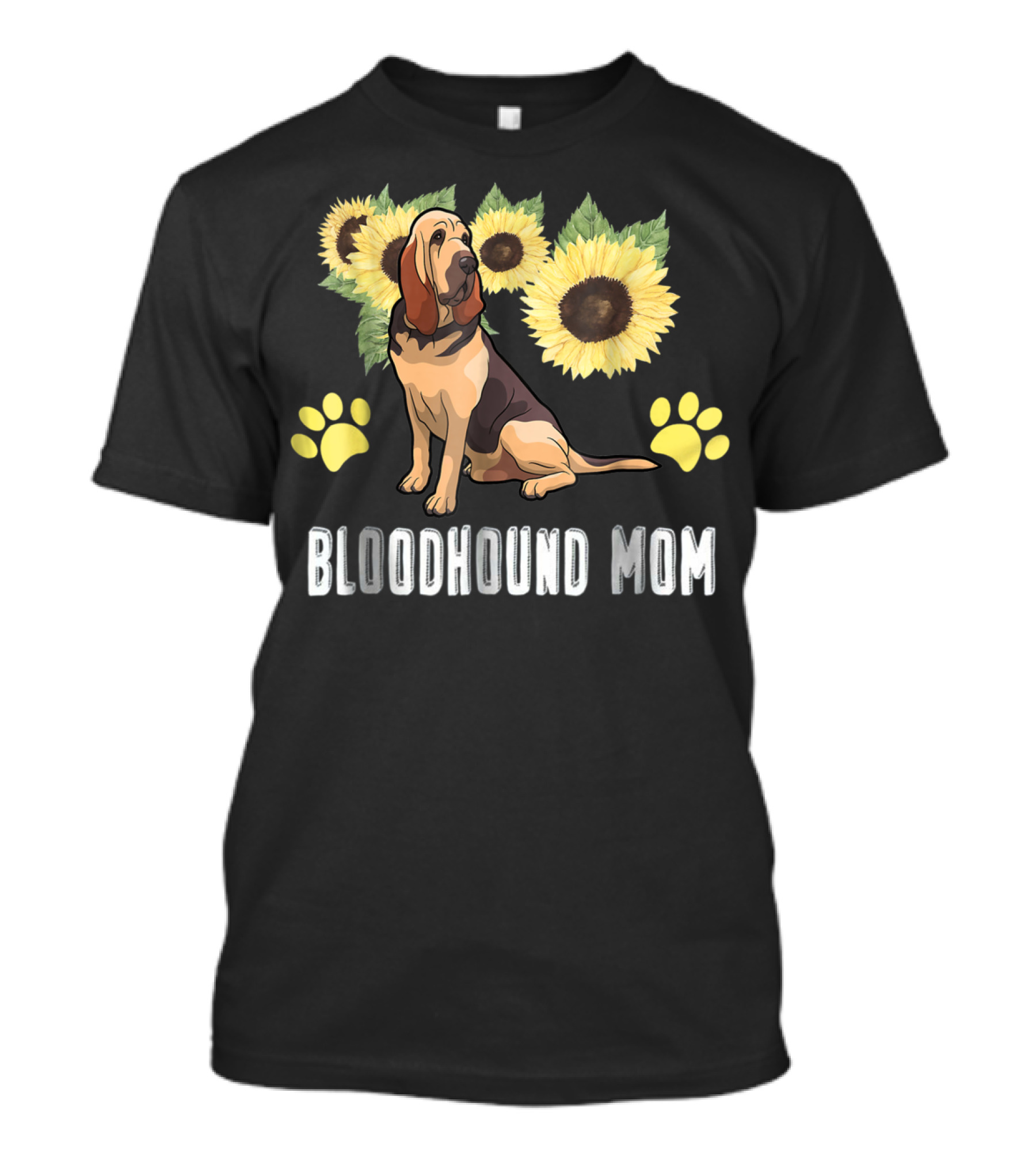 Bloodhound Mom Sunflower Paws T-Shirt