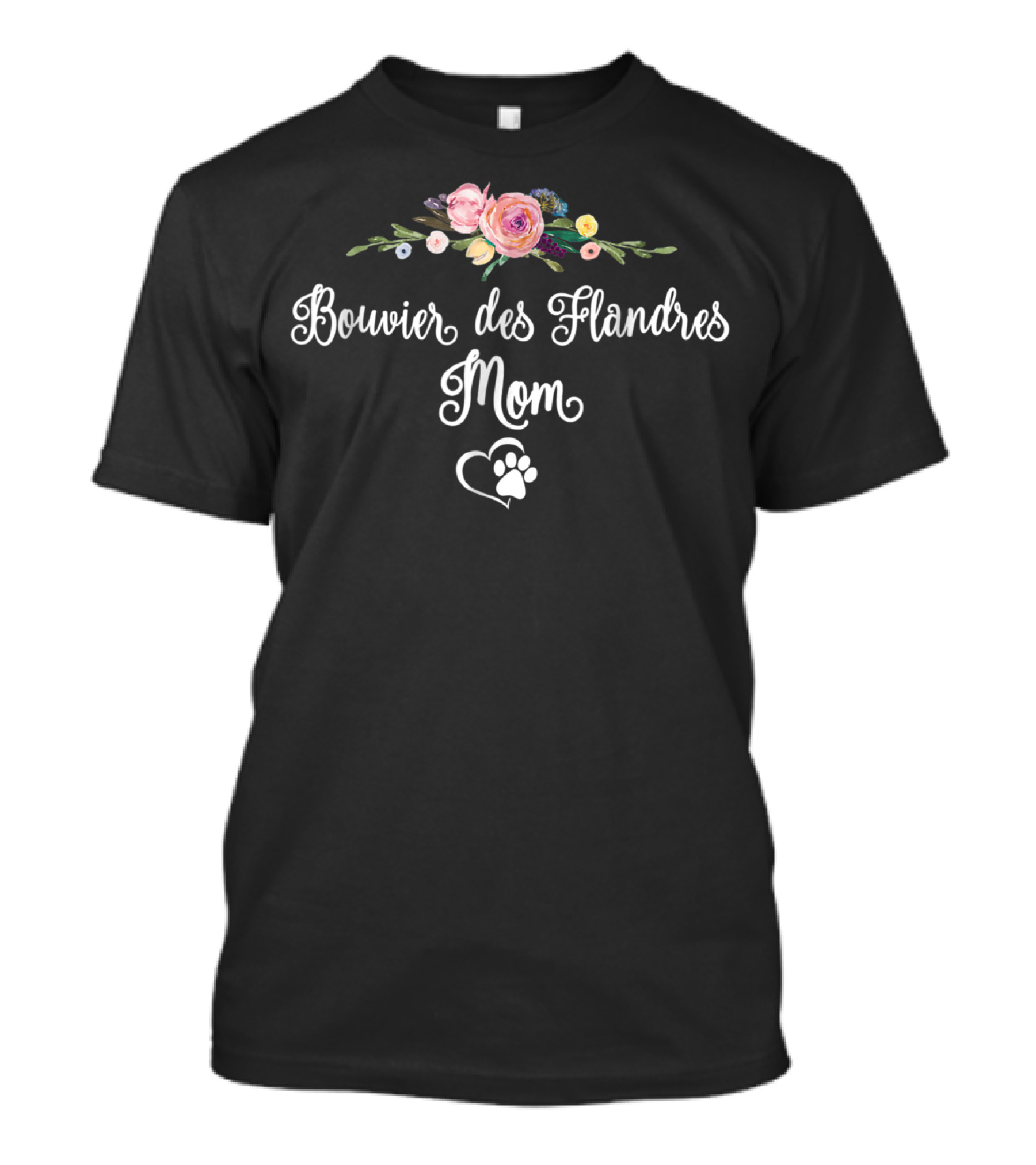 Bouvier Des Flandres Mom Floral Paw Heart T-Shirt