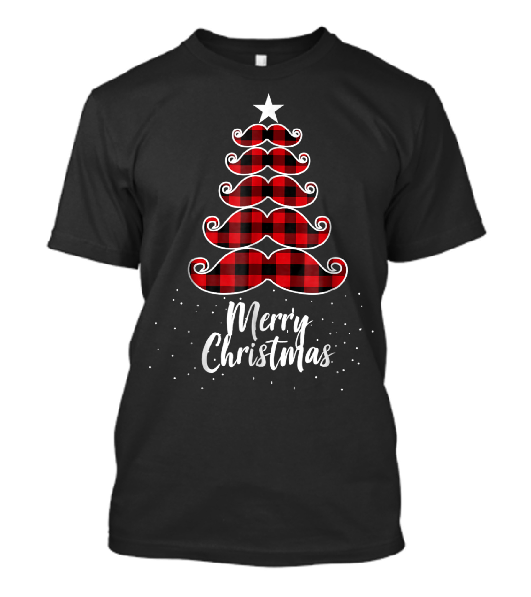 Merry Christmas Buffalo Plaid Moustache Tree Mom Kid61 T-Shirt