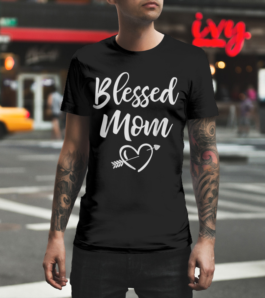 Blessed Mom Heart Arrow Christmas Birthday T-Shirt