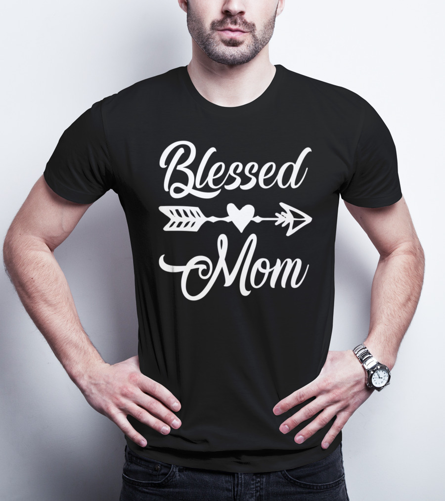 Blessed Mom Heart Arrow Design Thanksgiving24 T-Shirt