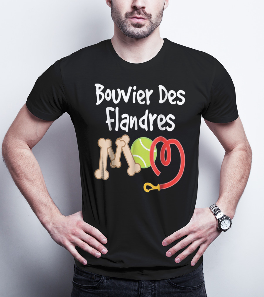 Bouvier Des Flandres Mom Bone Tennis Ball Leash T-Shirt