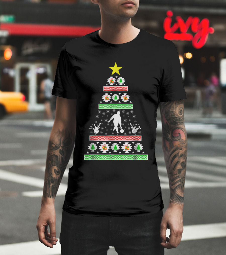 Bowling Ugly Christmas Tree Bowler Mom Dad Holiday T-Shirt
