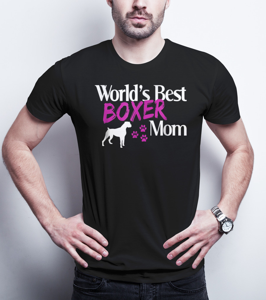 World's Best Boxer Mom With Paw Prints T-Shirt