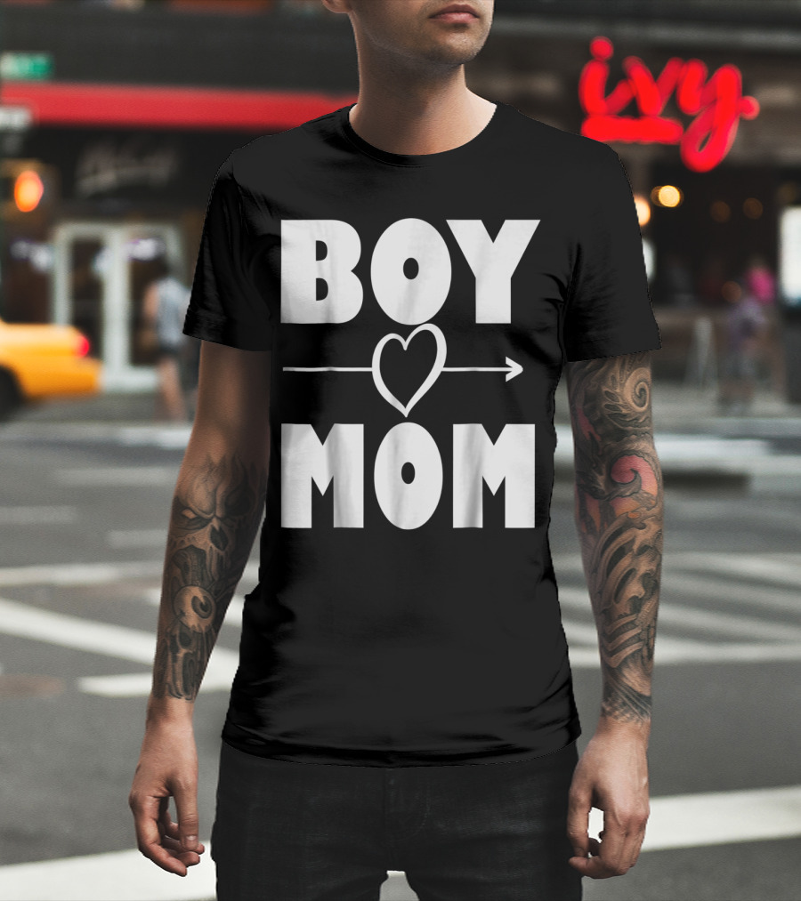 BOY MOM Heart With Arrow T-Shirt