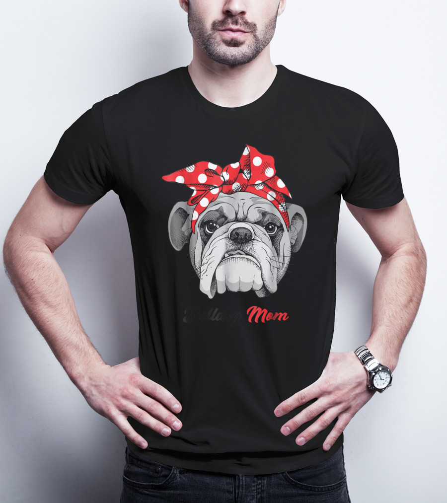 Bulldog Mom Polka Dot Bandana T-Shirt