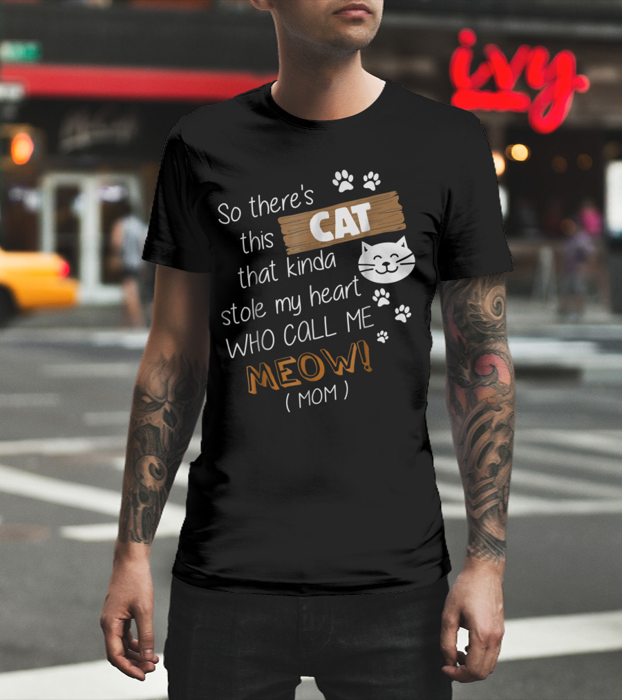 So There's This Cat That Kinda Stole My Heart Who Call Me Meow Mom T-Shirt
