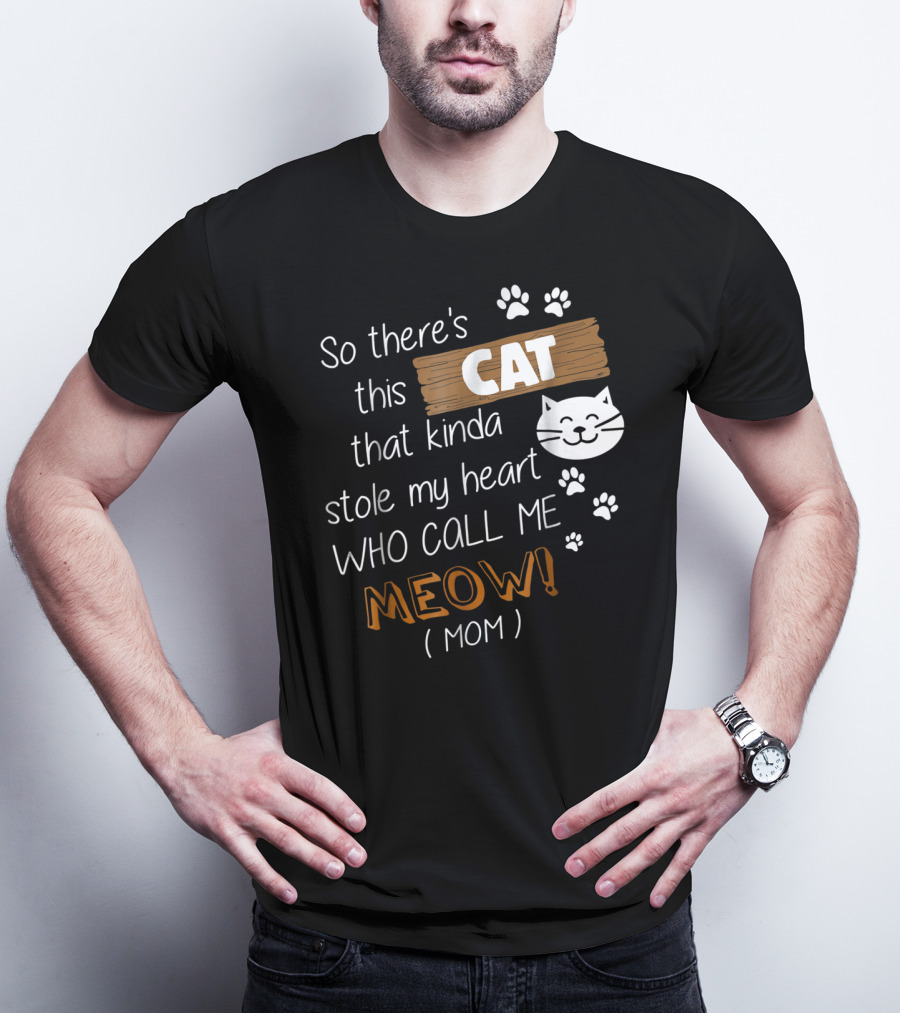 So There's This Cat That Kinda Stole My Heart Who Call Me Meow Mom T-Shirt