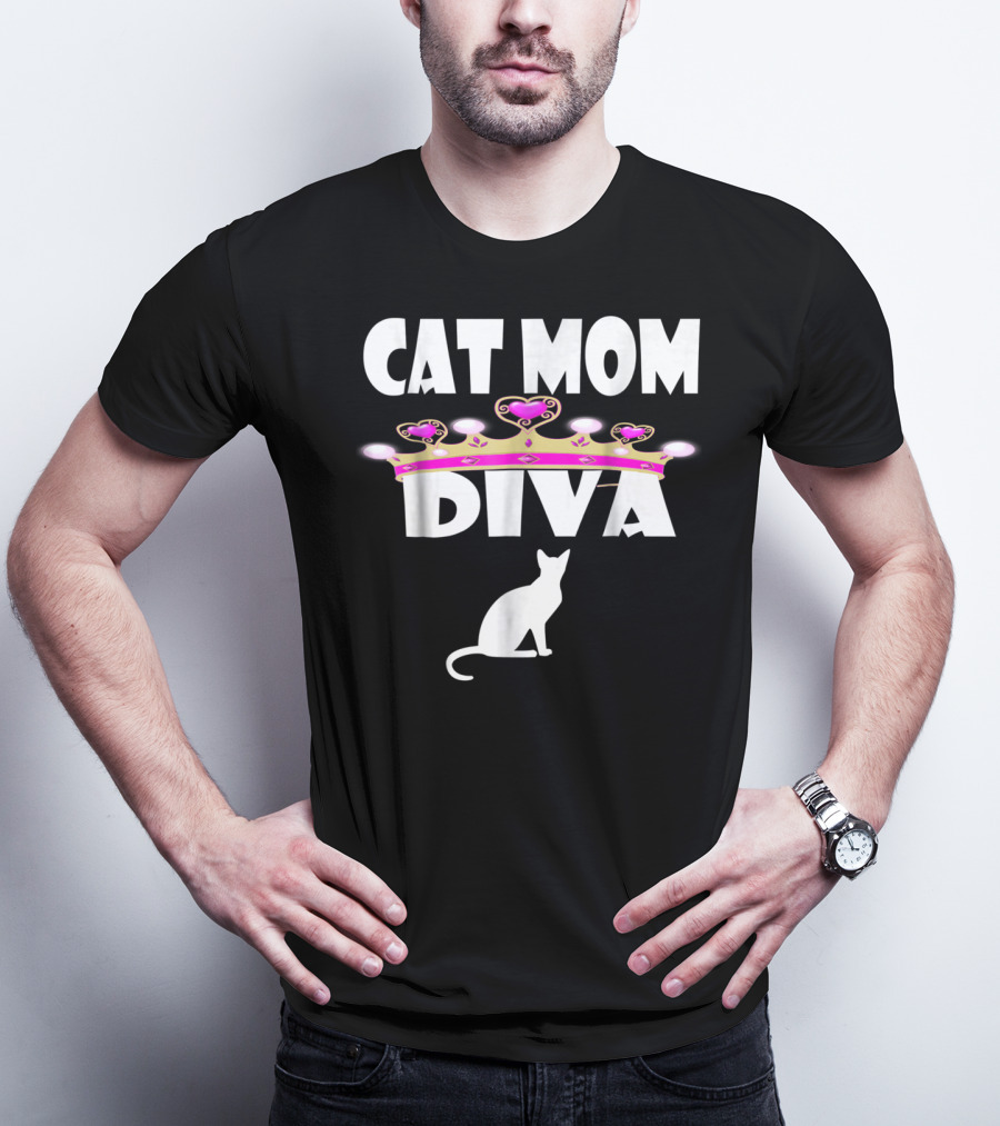 Cat Mom Diva Crown Silhouette Tee63 T-Shirt
