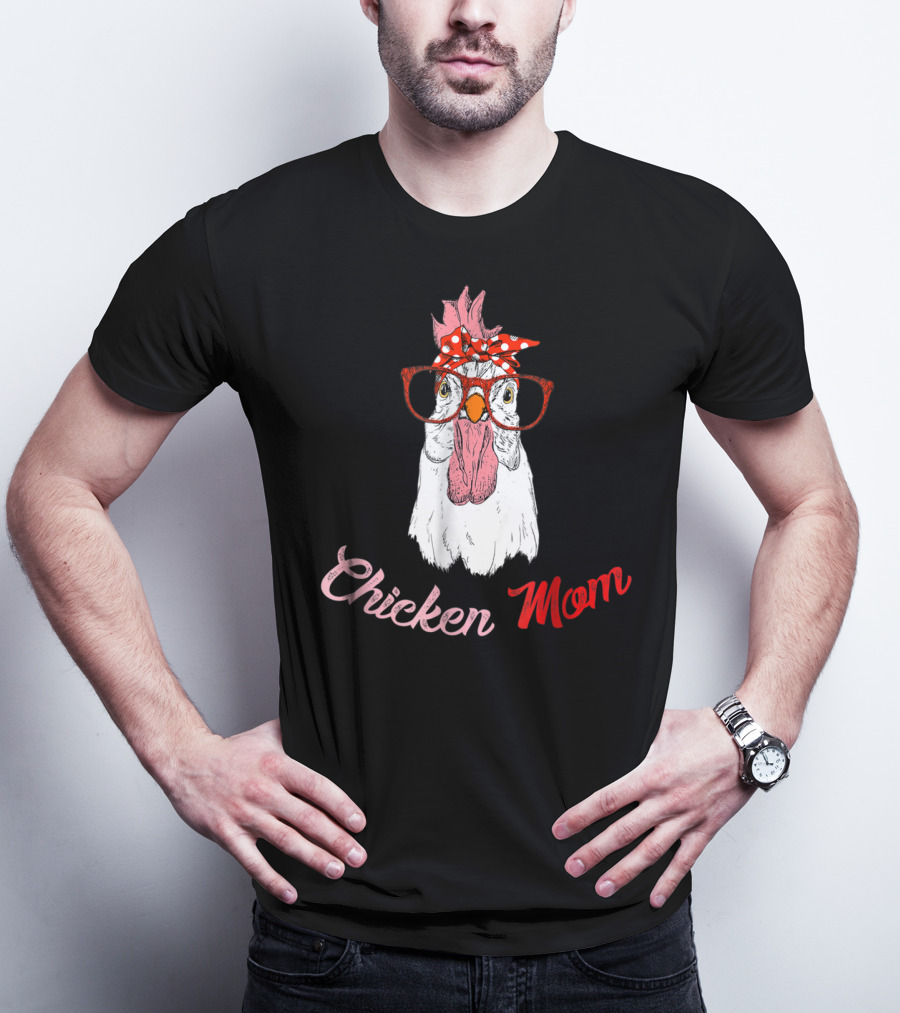 Chicken Mom Funny Turkey Humor Idea34 Chicken Mom Glasses Bandana T-Shirt