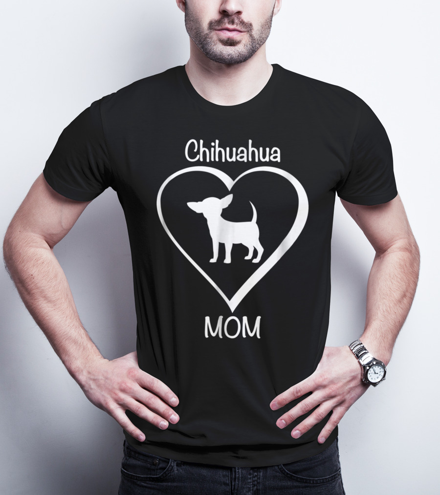 Chihuahua Mom Heart Silhouette Love T-Shirt